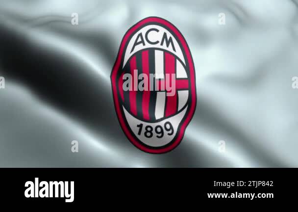 AC-Milan Flag video waving in wind. AC-Milan Flag Wave Loop waving in ...
