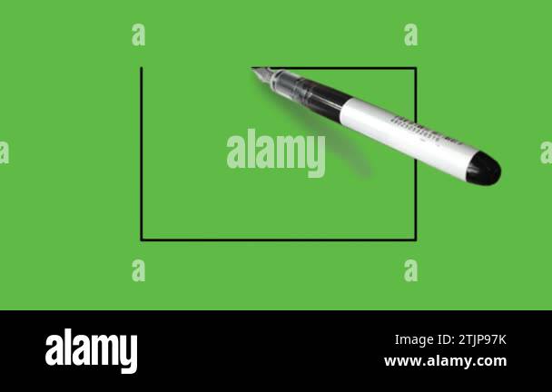 Drawing Rectangle Frame Design With Blue Border And Black Outline On