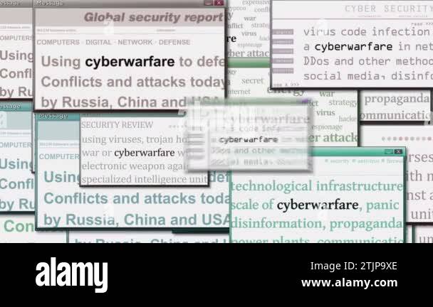 Pop up windows with Cyberwarfare, hacking and security breach on ...