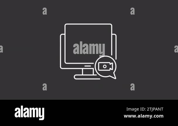 Animated web report white line icon. Sharing screen during conference ...