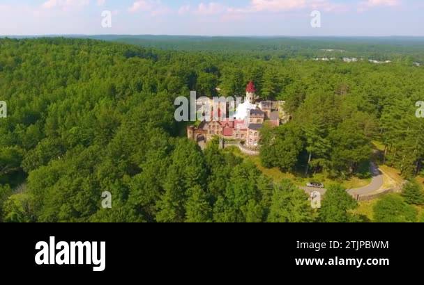 Searles Castle aerial view with Grand English Tudor style built in 1905 ...