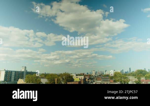 Extreme ultra wide view of the Toronto skyline on a day with puffy ...