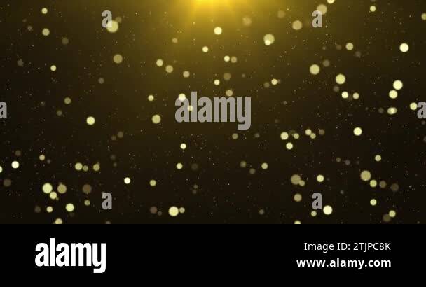 Golden luxury bokeh on particles floating in the air. Dust and glitter particles background ...