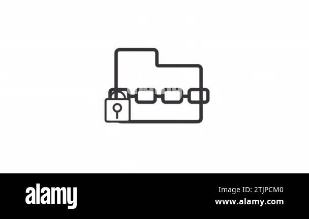 Animated Ransomware Linear Icon Data Encryption Malicious Program Cryptoviral Extortion