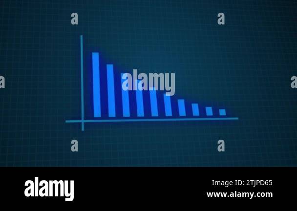 Animation footage of Graph showing fluctuate downward trend, downward ...