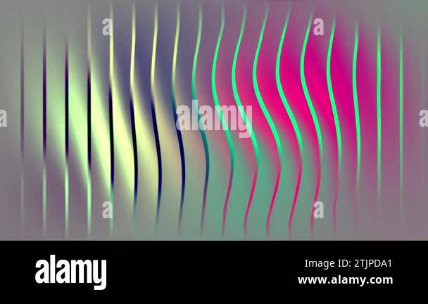 Multi-colored lines move from left to right on a gray background and curve into 3D as they move ...