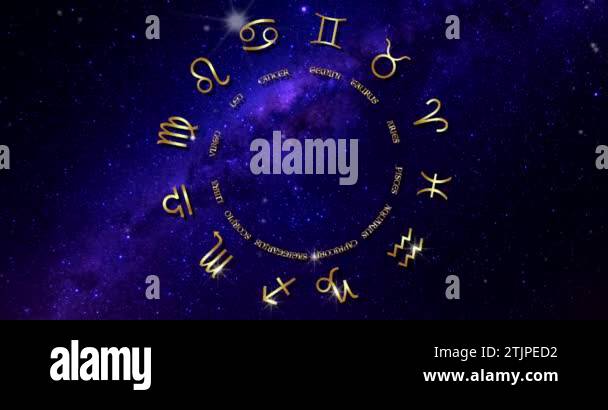 Zodiac Horoscope Astrological Signs On A Spinning Wheel. 12 gold luxury ...