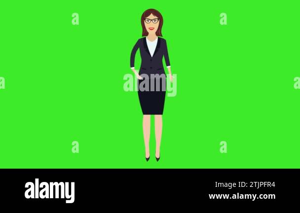 Office women present something with their left hand cartoon animation ...