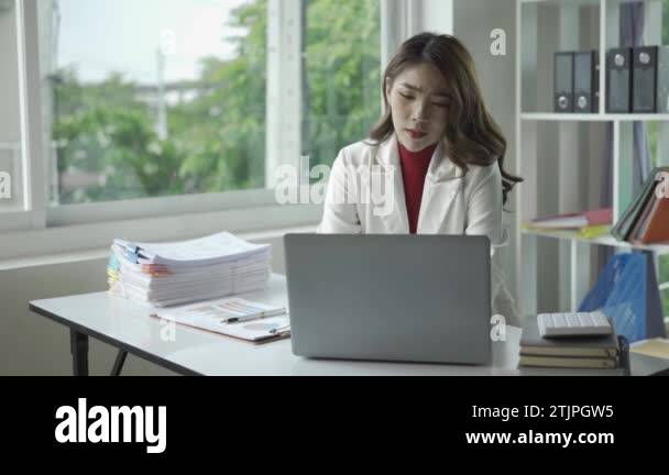 business woman in the office who is serious about work Stressed and ...