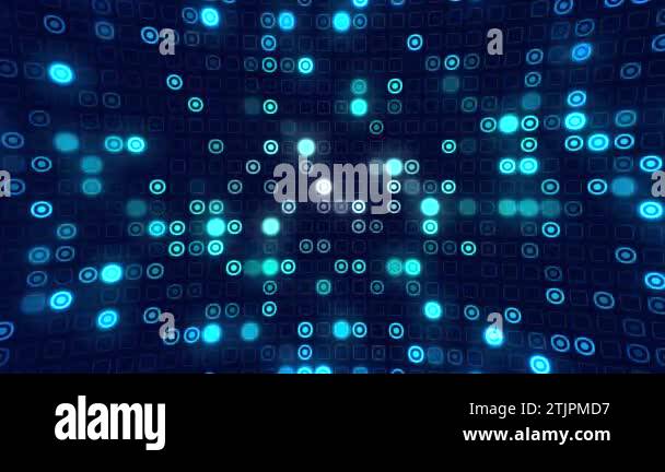 Glowing blue digital data lights blinking and flashing background. 4K ...