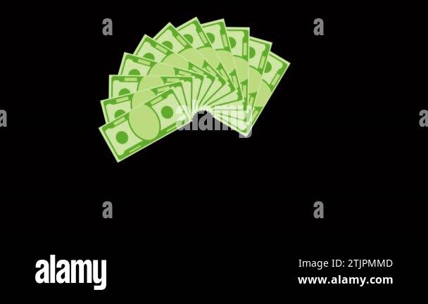 Money animated video element. Fan of money opens and closes. Money ...