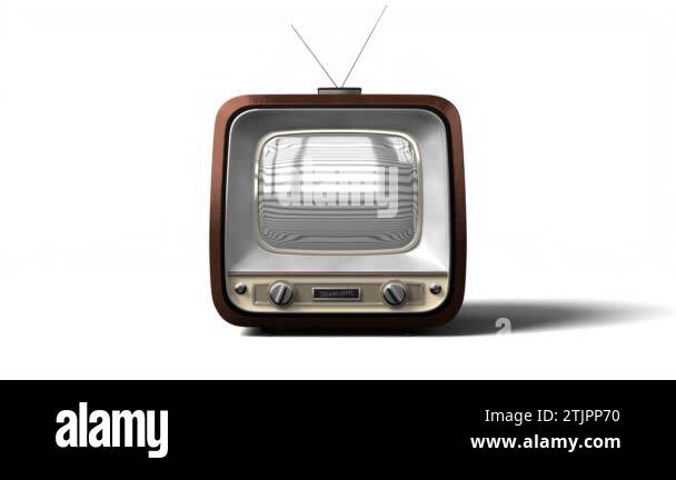 Retro TV set with green screen isolated on white background - 3D 4k ...
