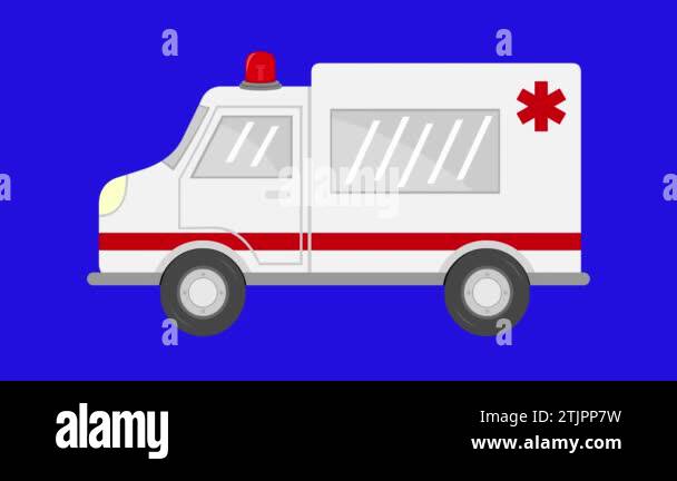 video animation of ambulance van cartoon, with its wheels and emergency ...