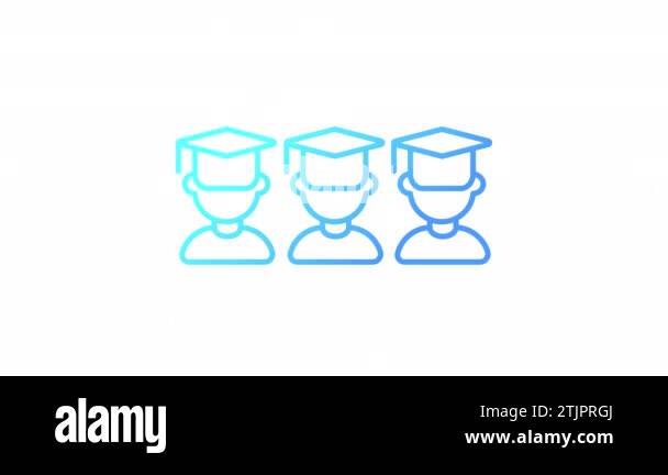 Animated students gradient icon. Group of scholars with mortarboards ...