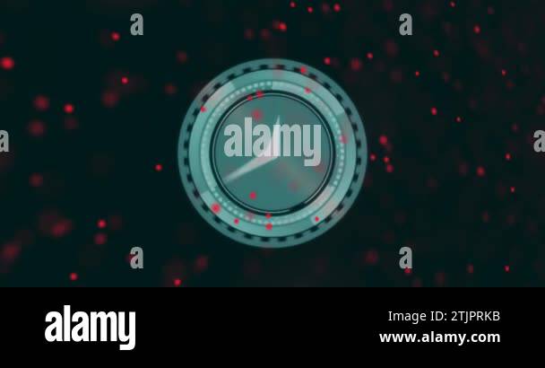 Animation of ticking clock over spinning dna structure against black background. Medical ...