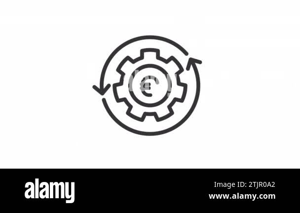 Animated cog with euro linear icon. Setup saving account. Financial ...