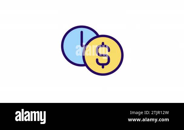 Animated hourly rate color icon. Currency exchange service. Financial ...