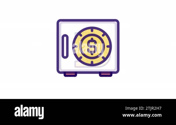 Animated safe with money color icon. Protection of financial assets ...
