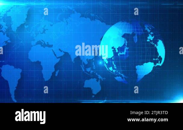 Abstract background spinning sphere of the globe with moving world map ...