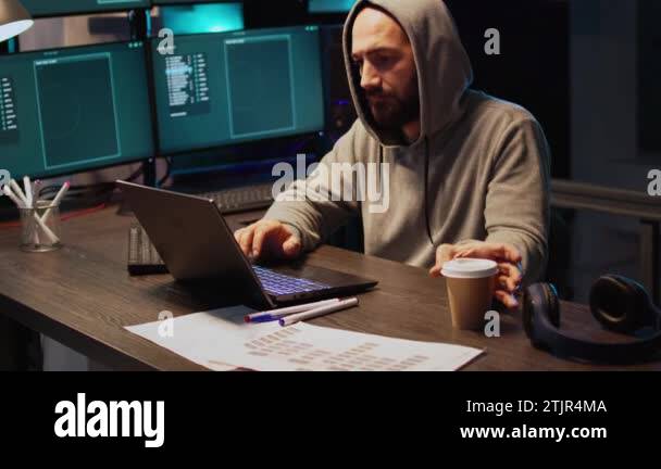 Criminal Thief Hacking Password To Break Server Interface Using Virus