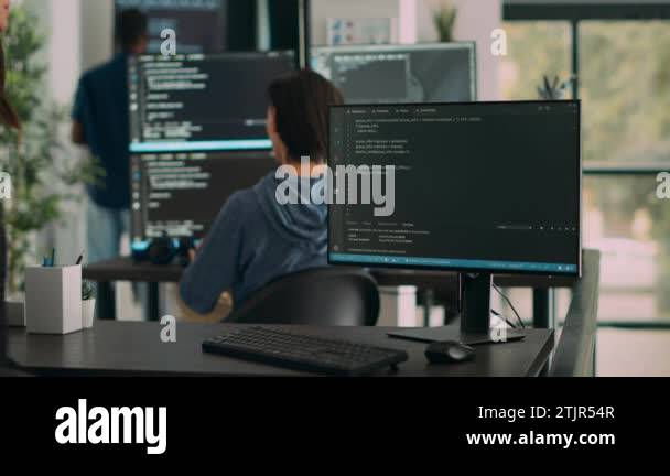 Database Programer Writing Source Code On Terminal Window With Html Script Working On Software