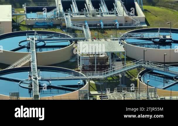 Modern water cleaning facility at urban wastewater treatment plant ...