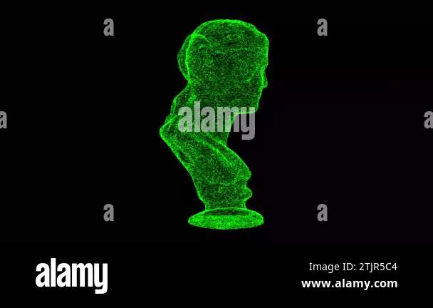 3D bust rotates on black bg. Female antique statues head. Historic ...