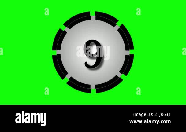 Animated cartoon 10 to 1 Countdown Timer on green screen background 4k ...