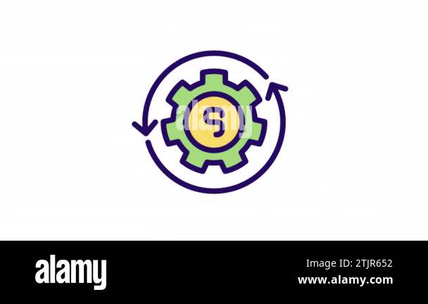 Animated gear with dollar color icon. Financial system and technology ...