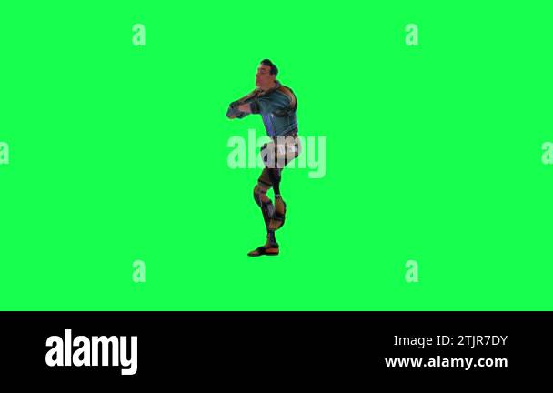 3D animated man dancing from right angle on green screen, 3d people in ...