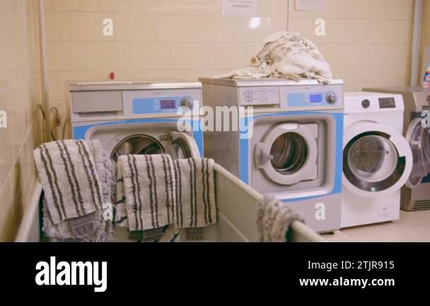 industrial washing machine hotel laundry service laundry dryer concept ...