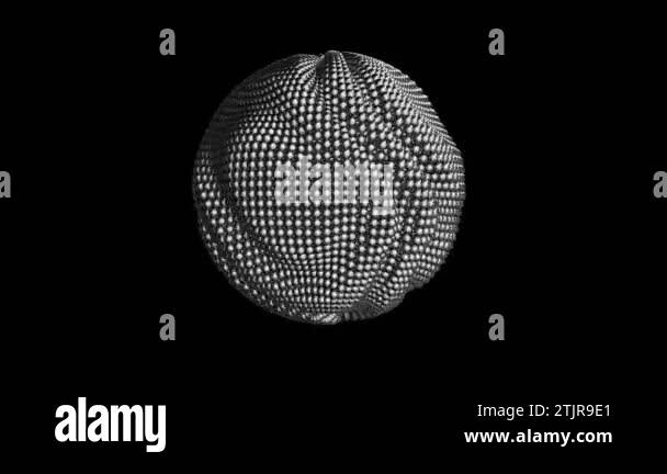 3D animation of a silver sphere in balls. Abstract futuristic animation ...