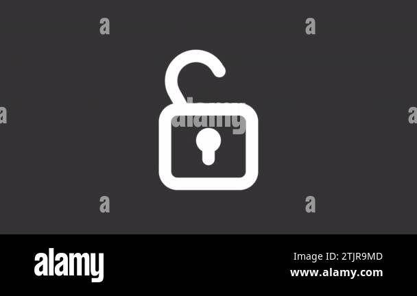 Animated padlock white line ui icon. Successful log in. Seamless loop ...