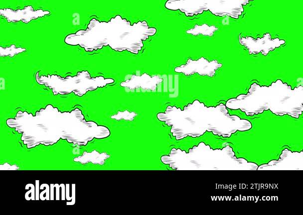 4K Cloudy sky animation. Animated Clouds timelapse Isolated on Green ...