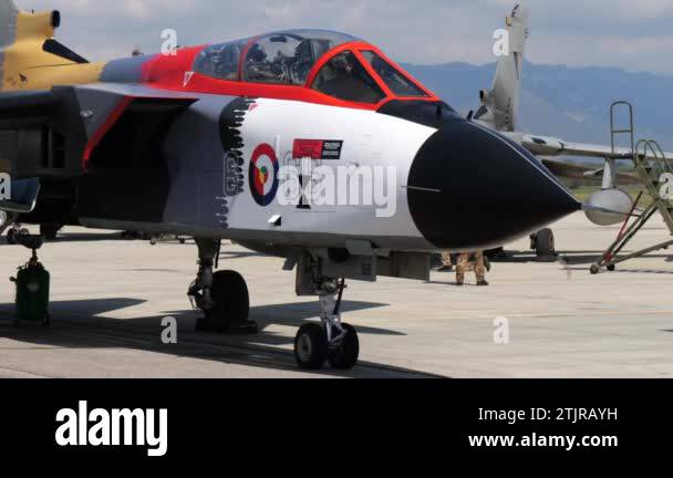 Ghedi Italy SEPTEMBER, 8, 2022 Military pilots in the cockpit of a ...