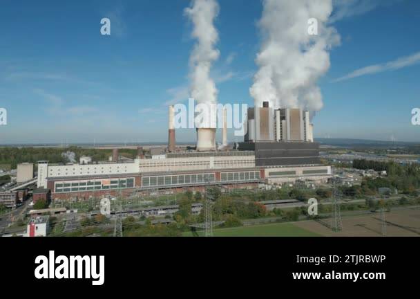 Aerial view of the lignite-fired power station Weisweiler, operated by ...