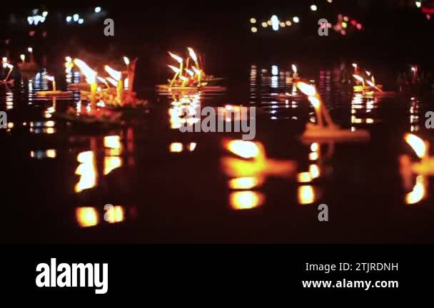 Loi Krathong Festival in Chiangmai, Thailand. Thousand of floating ...