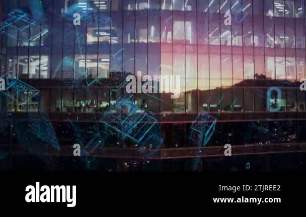 Santiago Chile. Aerial cyber city cityscape of smart city with ...