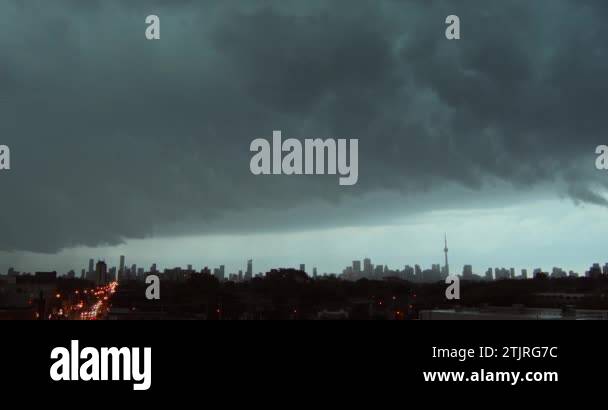 Ultra wide timelapse of Toronto skyline as a massive storm hits. Shot ...