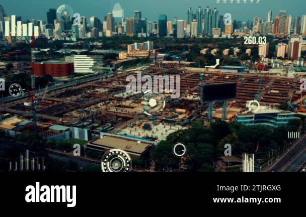 Construction technology concept with alteration graphic over ...