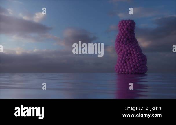 Absurdist abstract animation featuring pink goop falling from the sky ...