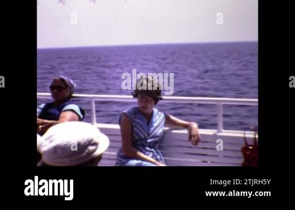 Athens, Greece june 1974: Passengers cruise ship navigation scene in ...