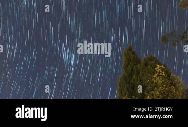 Stars move around a polar star. Time-lapse of Star trails in the night ...
