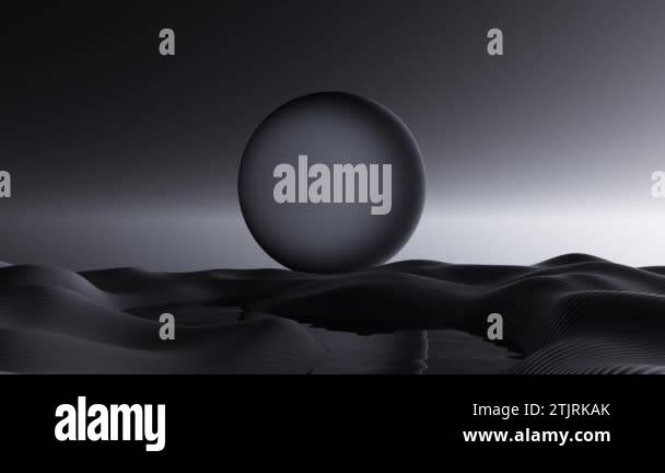 3D render animation time lapse of full moon rising over wavy black ...