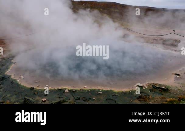 natural geothermal area in Iceland. geothermal iceland geyser. steam ...
