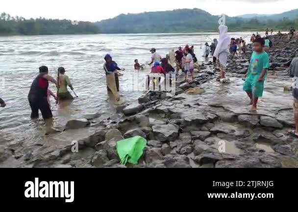 Pinrang Indonesia, 16 July 2023: Some pinrang residents are fishing and ...