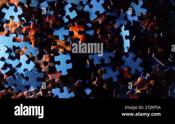 Background of Colored Puzzle Pieces that Slowly Rotating Clockwise ...