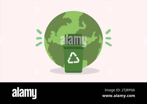 recycle arrows in waste bin and earth planet ,4k video animated Stock ...