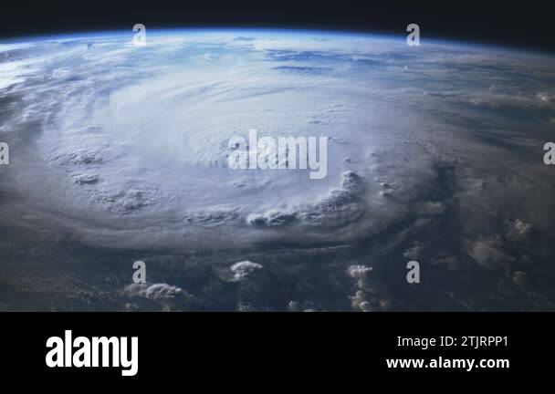 Satellite view of a large hurricane with a well defined eye. 4K UHD ...