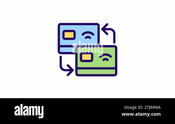 Animated digital transfer color icon. Wireless payment. Financial ...